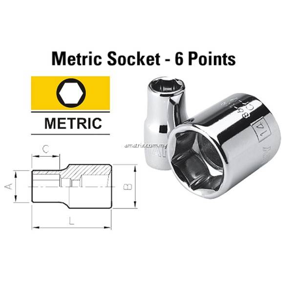 1/2” 6 Point Standard Sockets - Metric