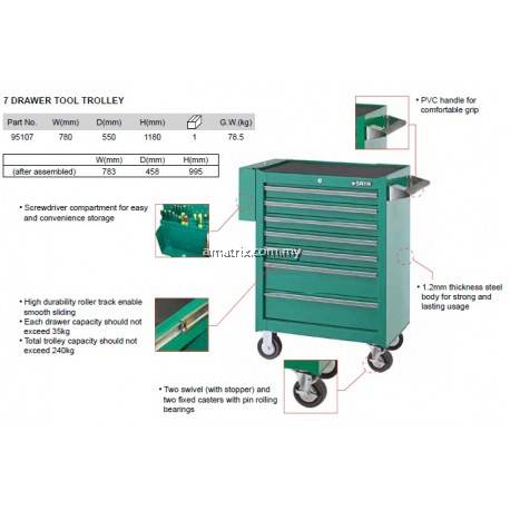 Sata 95107 SEVEN DRAWER TOOL TROLLEY