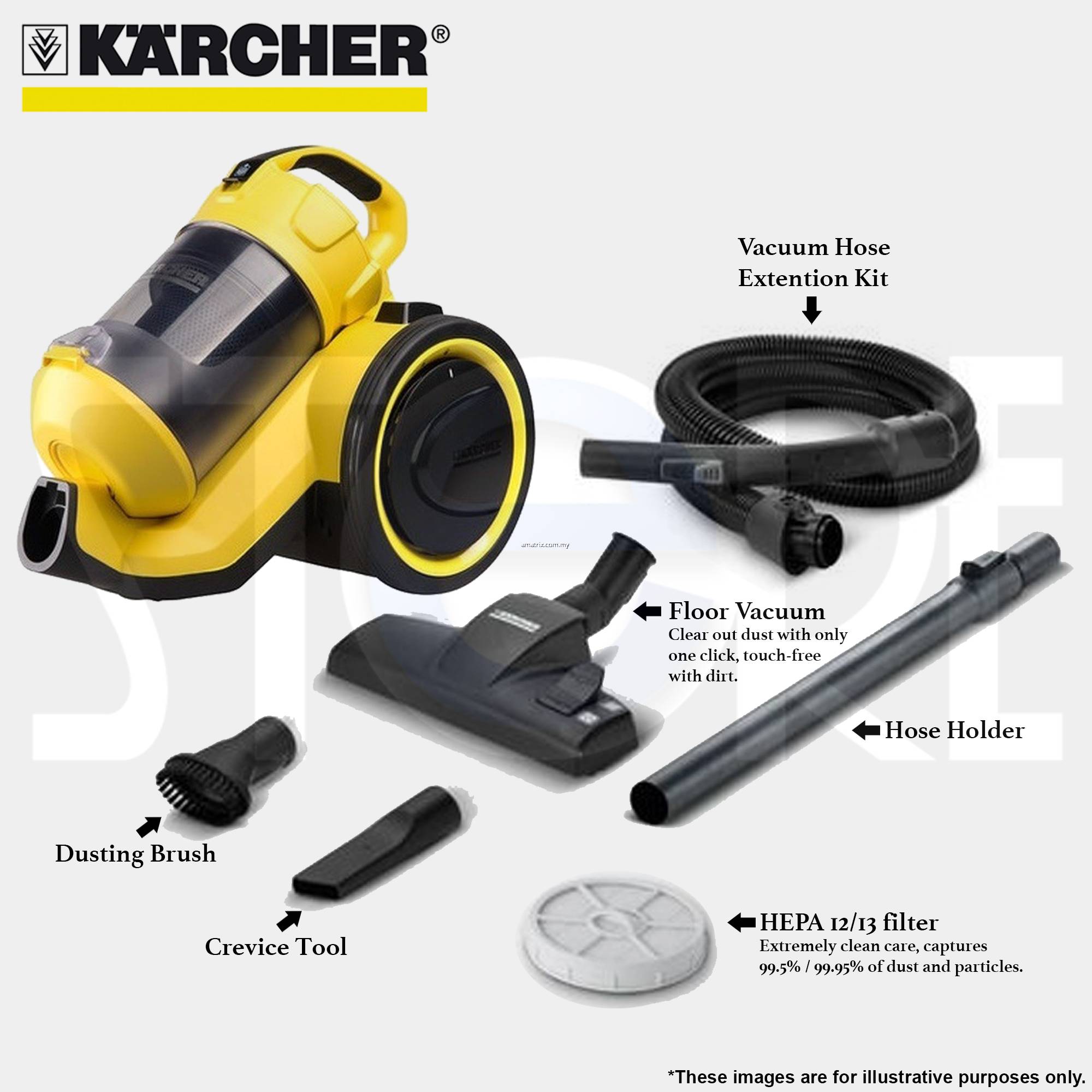 Karcher VC3 Multi-Cyclone Vacuum Cleaner- HEPA 12 (1300W)