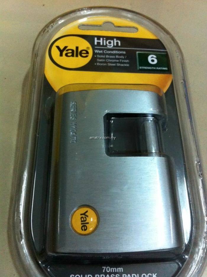 YALE Y124/70/115/1 70mm Outdoor Brass/Satin Straight Shackle Padlock