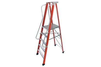 STEP BY STEP F-PTL11 FIBERGLASS PLATFORM TROLLEY LADDER 4298MM F-PTL11
