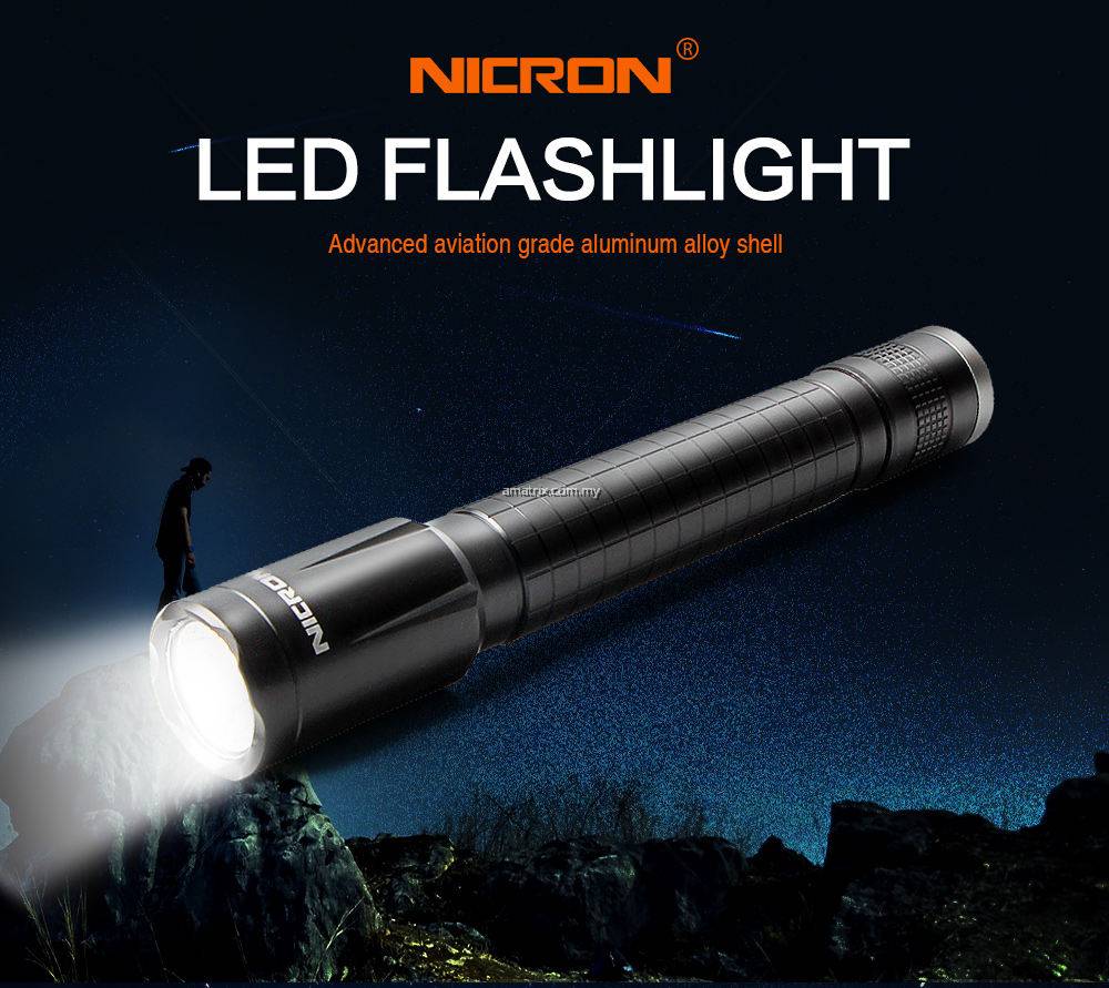 NICRON N4 ALUMINIUM BODY HEAVY DUTY FLASHLIGHT LANTERN TORCHLIGHT IP65 ...