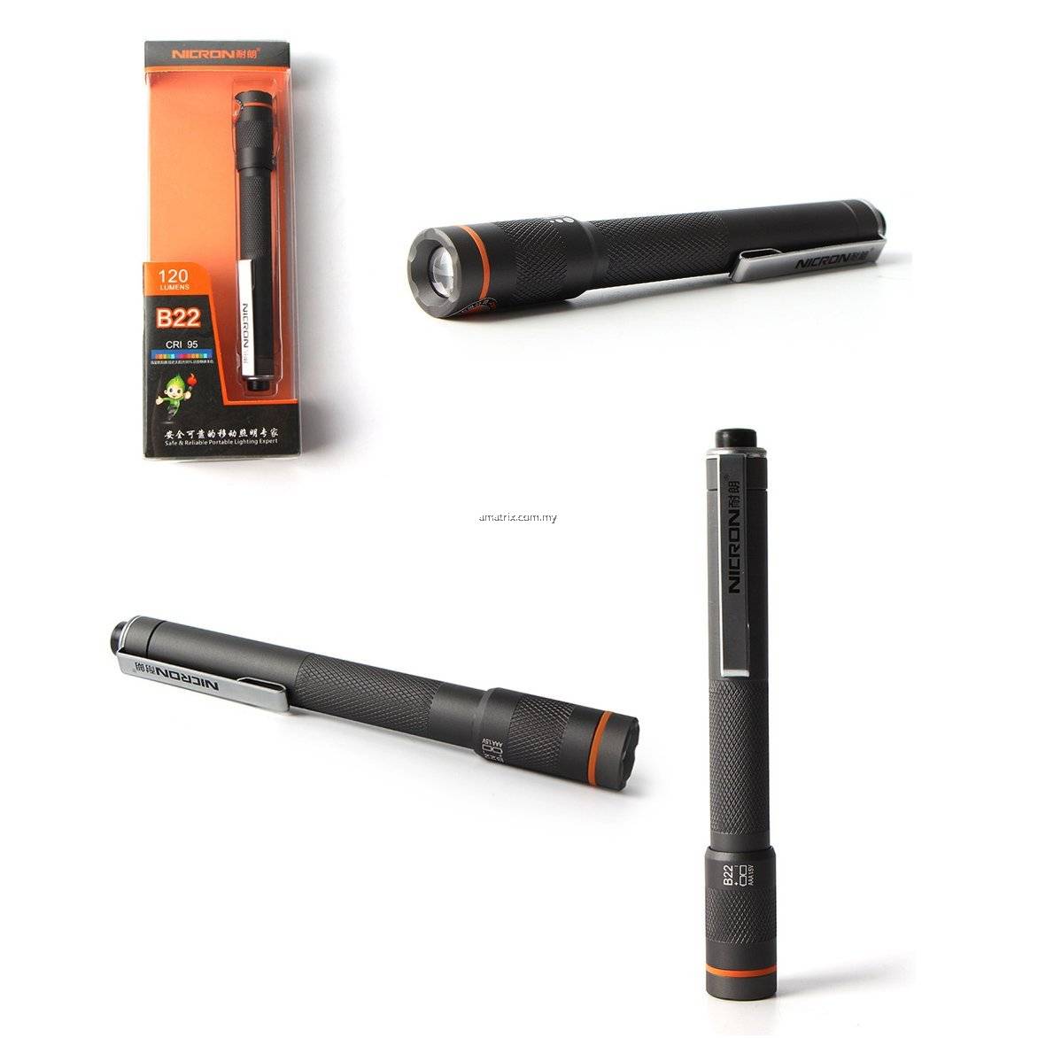 Nicron B22 High CRI Color Match Focus Pen Style Flashlight