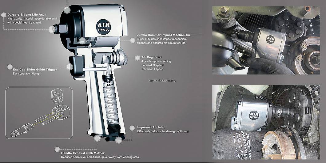 TOPTUL KAAQ1650 1/2″ DR. Super Duty Air Impact Wrench