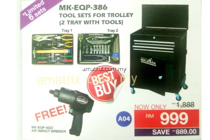 MR.MARK MK-EQP-386 44 PCS 3-DRAWER TROLLEY TOOLS SET (2 DRAWER WITH TOOLS)