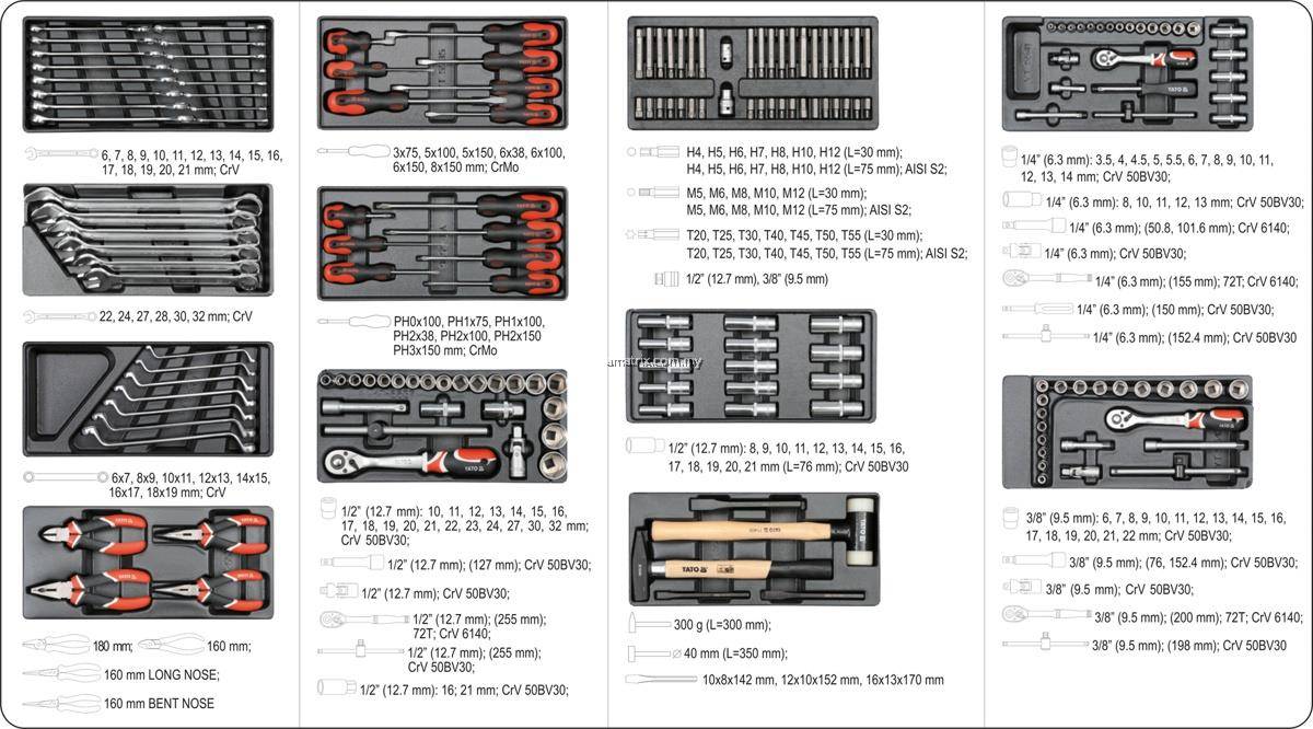 YATO YT-55300 177pcs 6-DRAWERS ROLLER CABINET WITH TOOLS