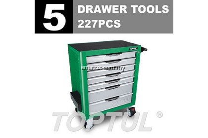TOPTUL GCAJ227G 5 Drawer Tools W/7-Drawer Tool Trolley - 227PCS ...