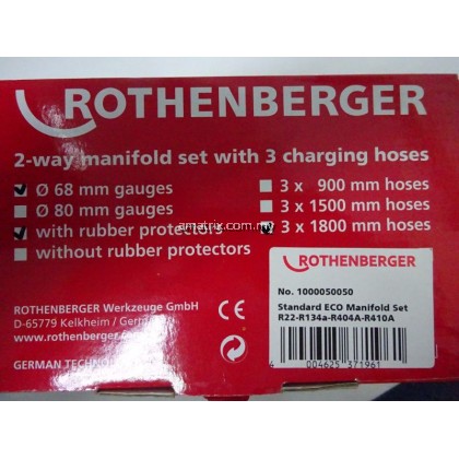 ROTHENBERGER 1000050050 STANDARD ECO MANIFOLD SET (6FT CHARGING HOSE ...