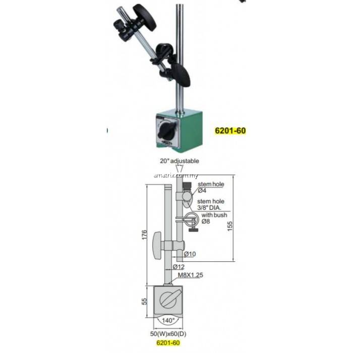 INSIZE 6201-60 MAGNETIC STAND WITH FINE ADJUSTABLE 60 KGF