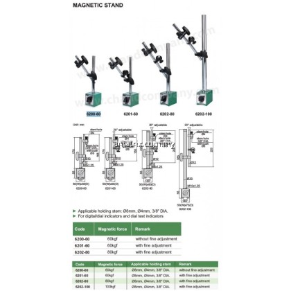 INSIZE 6201-60 MAGNETIC STAND WITH FINE ADJUSTABLE 60 KGF