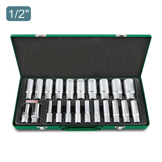 Toptul GAAD2202 22pcs 1/2" DR. 6pt Flank Deep Socket Set