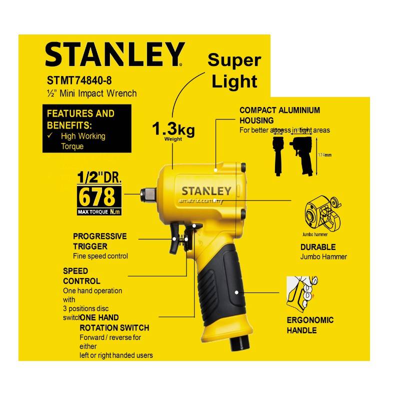 Stanley STMT74840-8 1/2'' MINI IMPACT WRENCH