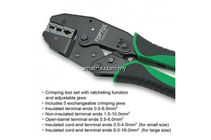 Toptul GAAI0605 6pcs Quick Interchangeable Ratchet Crimping Tool Kit