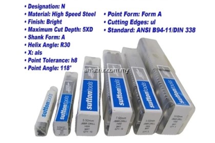 Evacut / Sutton EVDB-2110 5mm HSS DRILL BITS SET (1 pack x 10pcs)