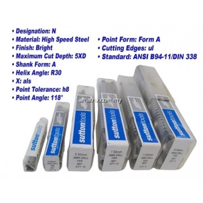 Evacut / Sutton EVDB-1022 23/64" HSS DRILL BITS SET(1 pack x 5pcs)